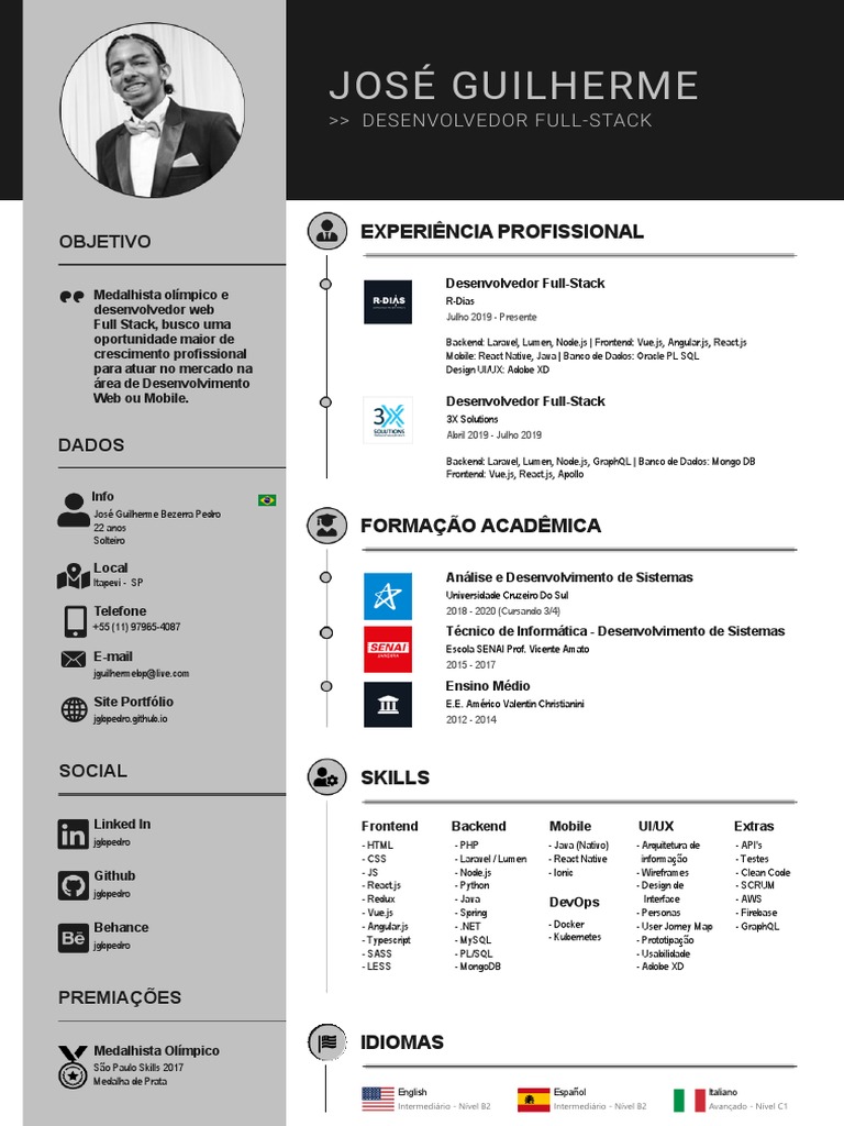 Desenvolvedor Full-Stack: José Guilherme Bezerra | PDF | Gestão de dados | Desenvolvimento ...