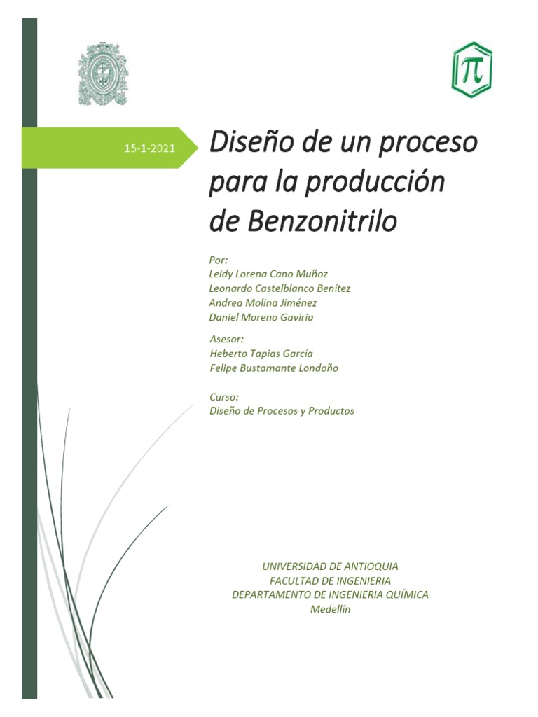 Diseño de Un Proceso para La Producción de Benzonitrilo | PDF ...