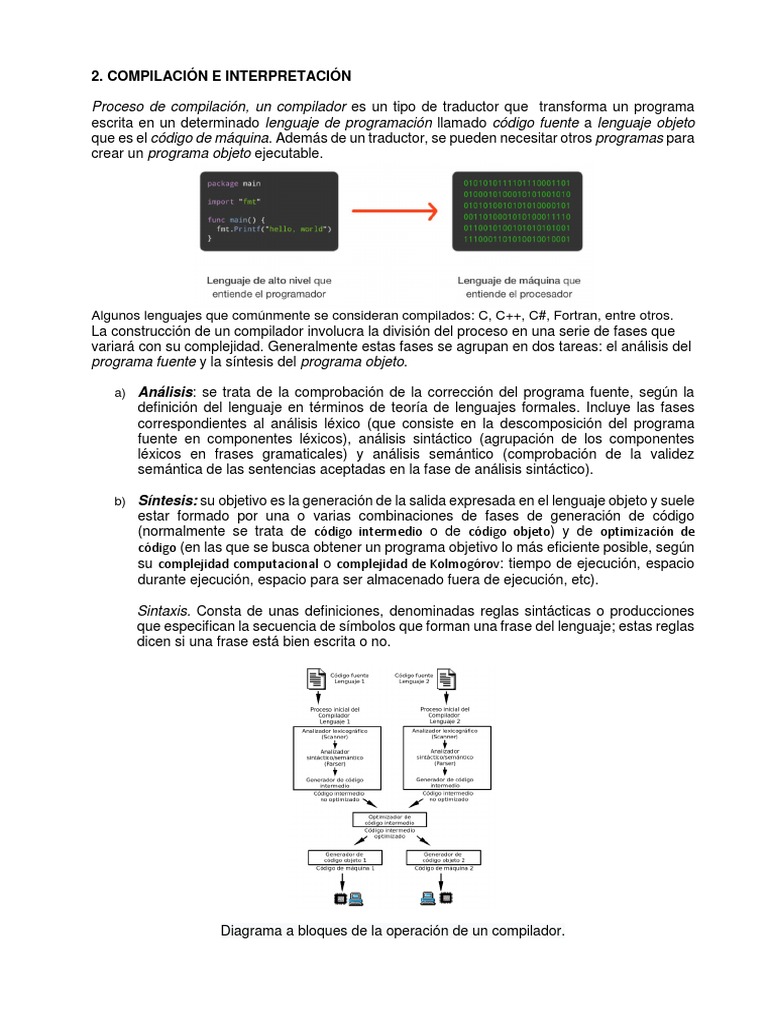 Compilación e Interpretación | PDF | Compilador | Lenguaje de programación
