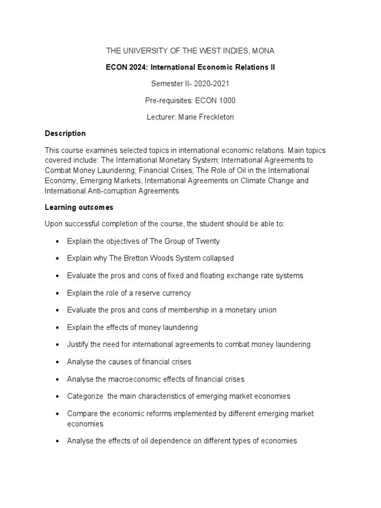 International Economic Relations Course | PDF | International Economics ...
