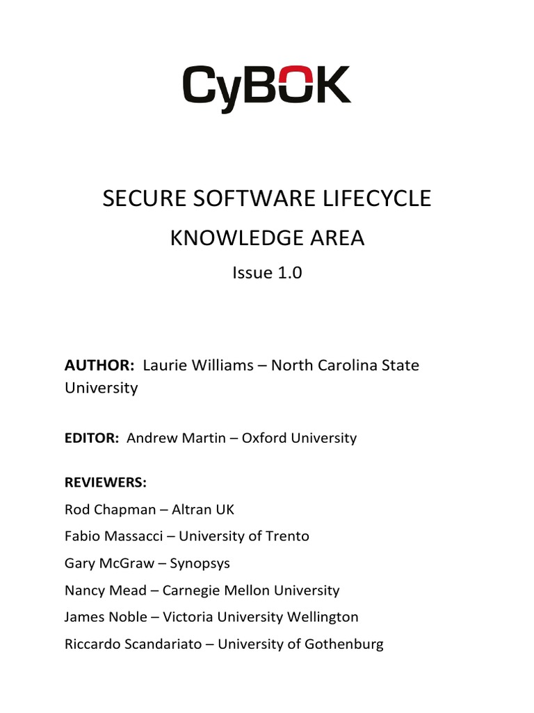 Secure Software Lifecycle KA - Issue 1.0 August 2019 | Download Free PDF | Vulnerability ...