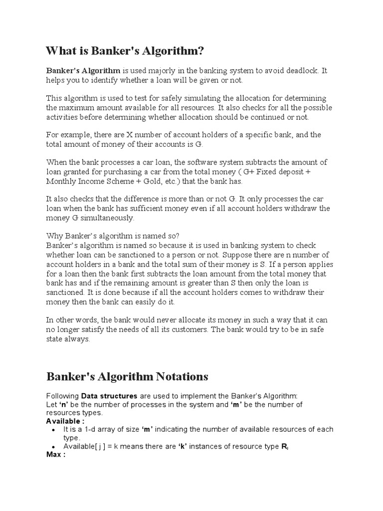 Banker's Algo | PDF | Money | Banks
