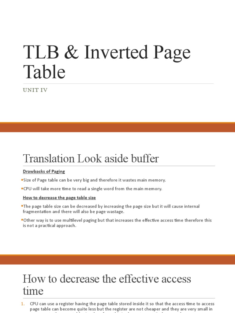 TLB & Inverted Page Table | PDF | Operating System Technology | Computer Engineering