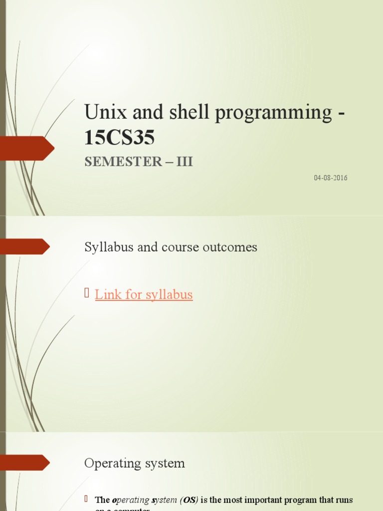 Unix And Shell Programming Semester Iii Pdf Operating System