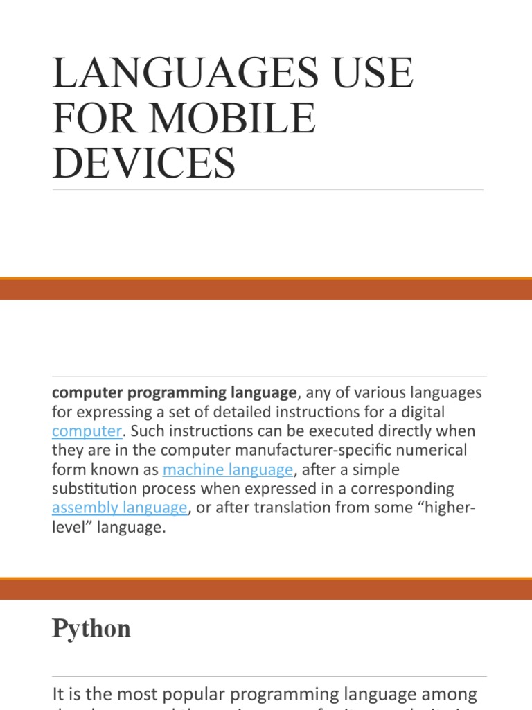 Languages Use For Mobile Devices | PDF | Web Application | Scala ...
