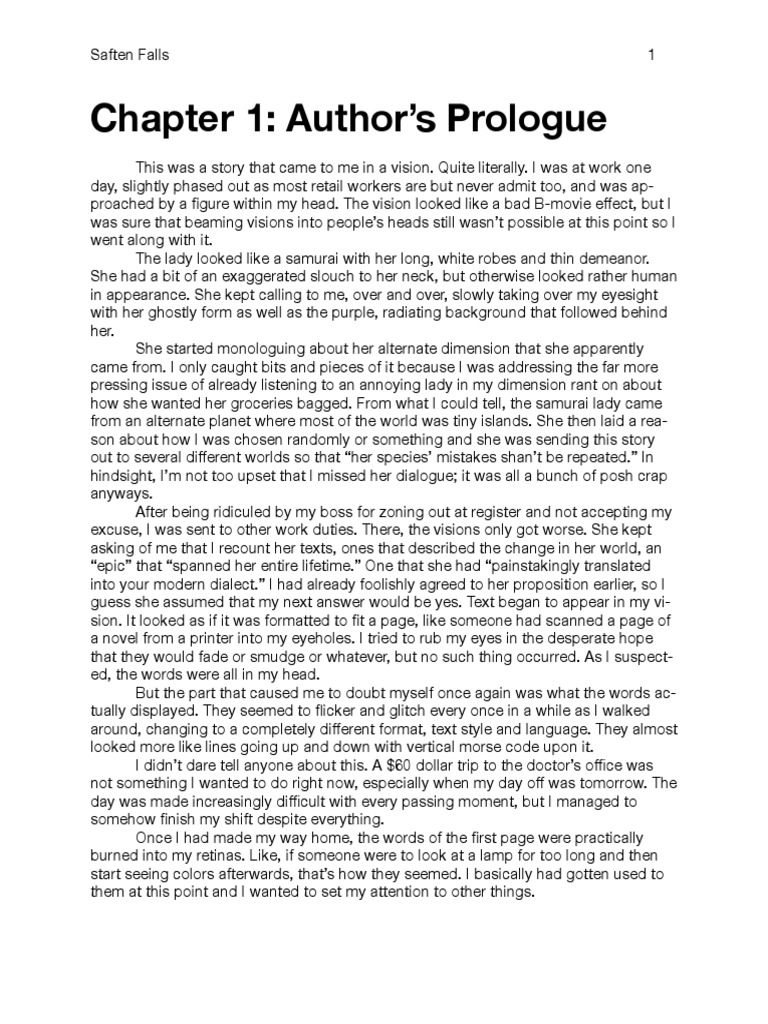 Chapter 1: Author's Prologue | PDF