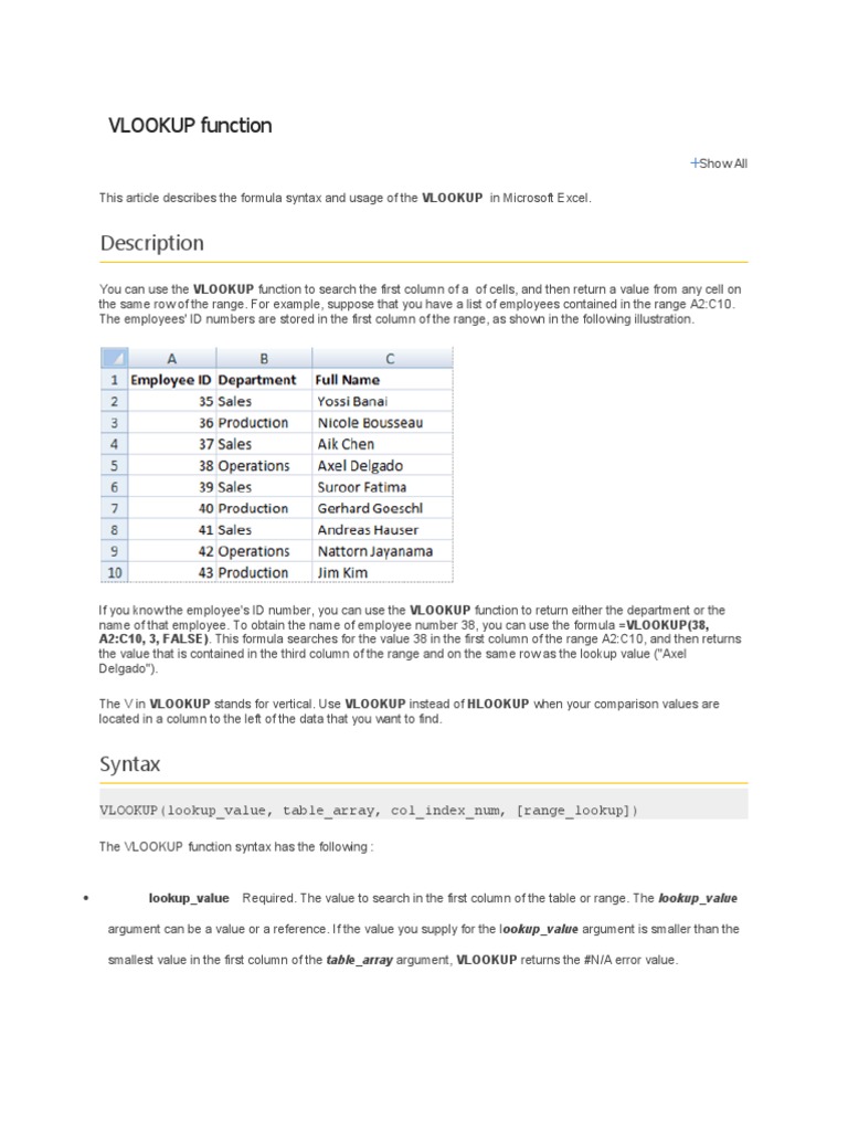 VLOOKUP Function in Excel | PDF | Computer Science | Computer Programming