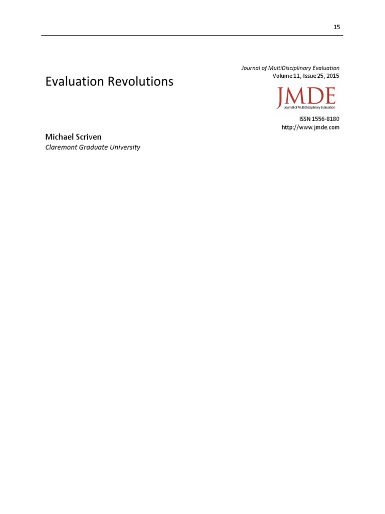 Evaluation Revolutions: Michael Scriven | PDF | Science | Evaluation