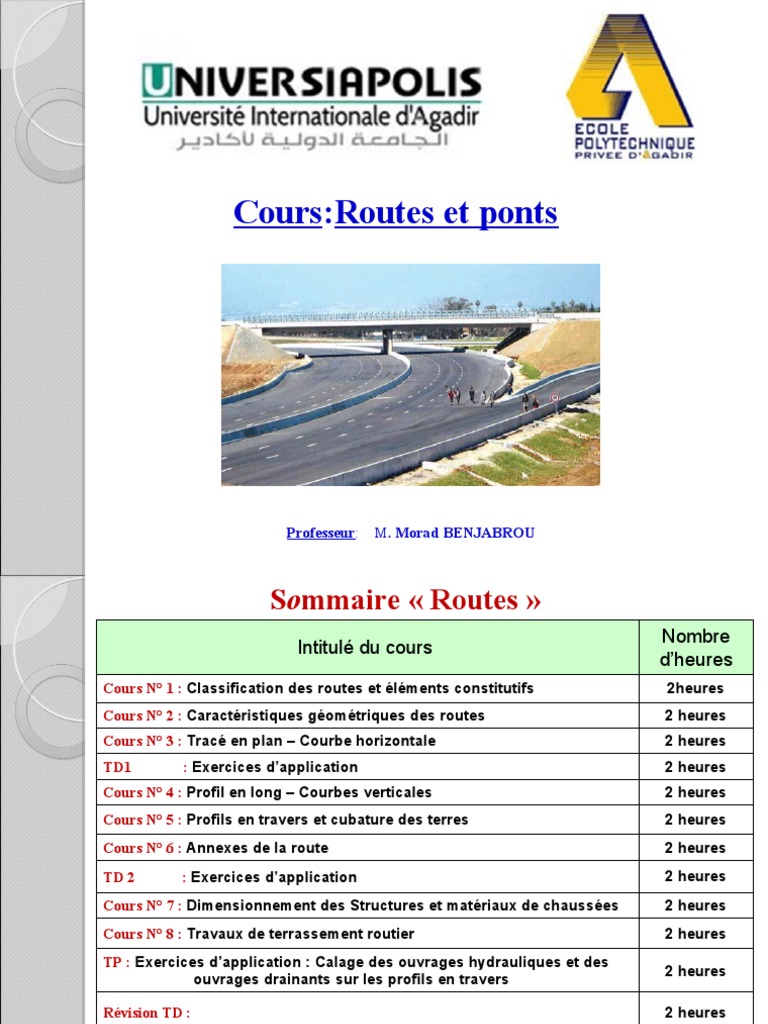 Cours n° 1 | PDF | Route | Infrastructure routière