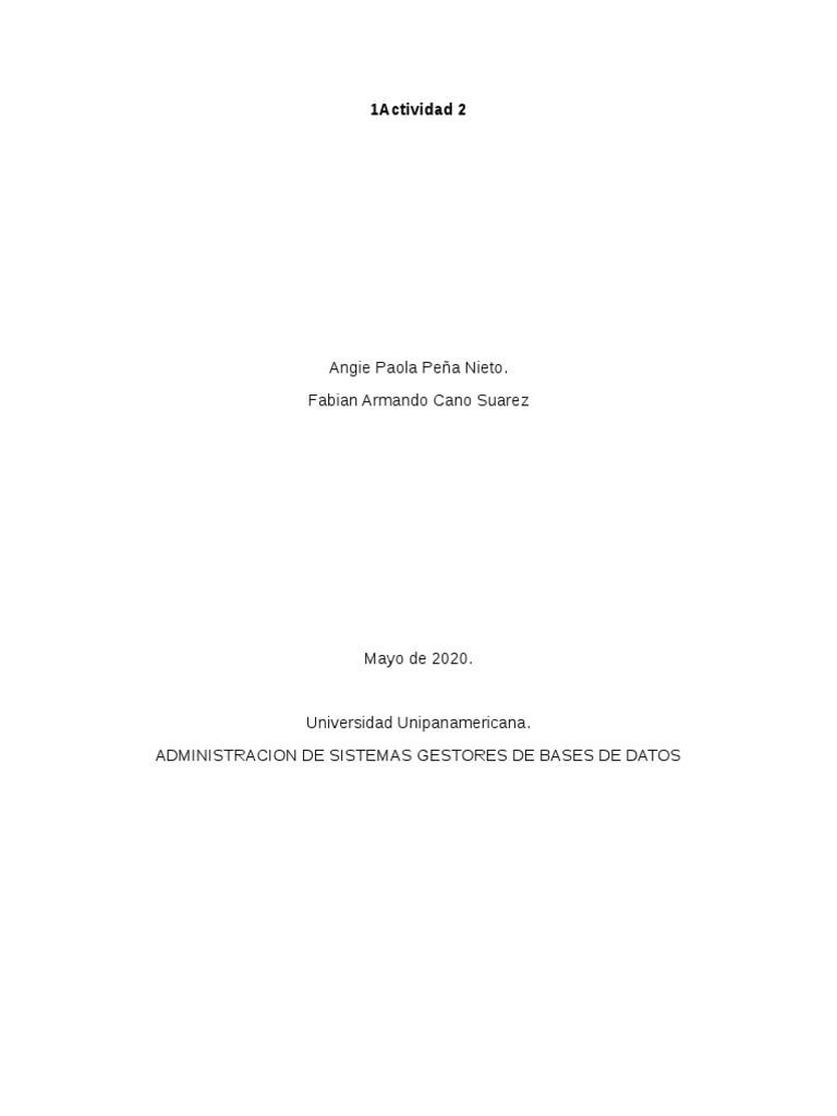 Actividad 2 | PDF | Bases de datos | SQL