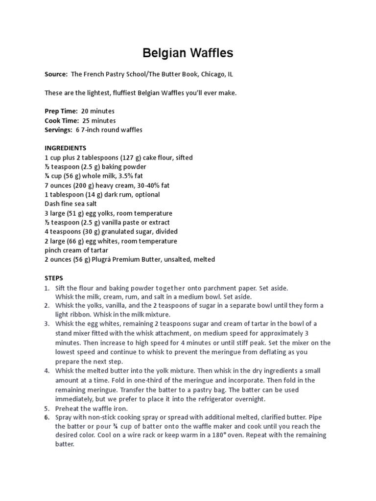 Fluffy Belgian Waffles Recipe | PDF