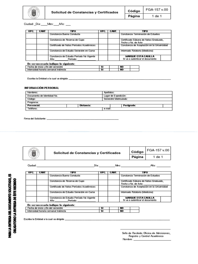 Formato FGA-157 v.00 | PDF