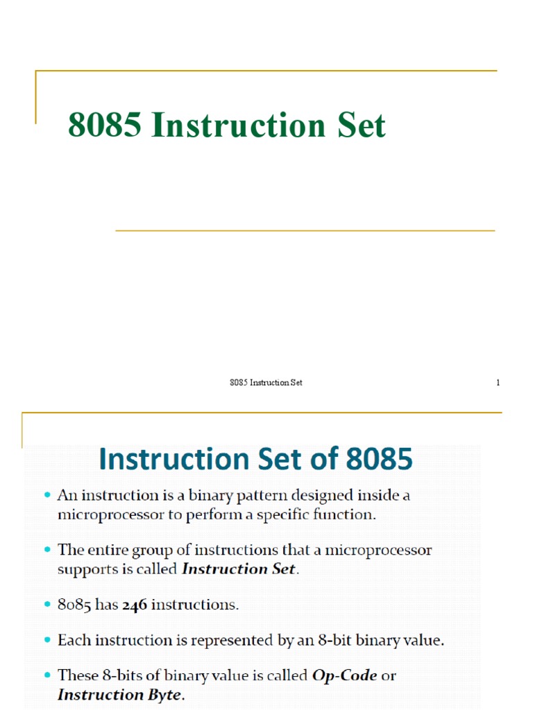 8085 Instruction Set 1 | PDF | Computer Hardware | Digital Electronics