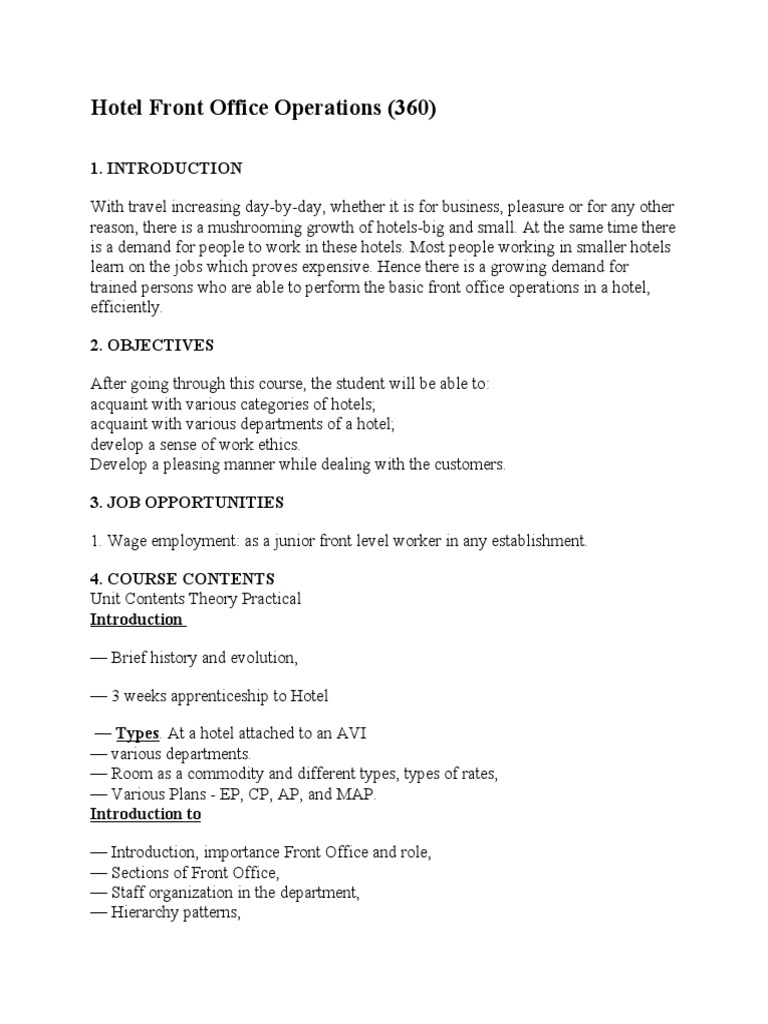 Front Office Operations Training Guide | PDF | Baggage | Economies