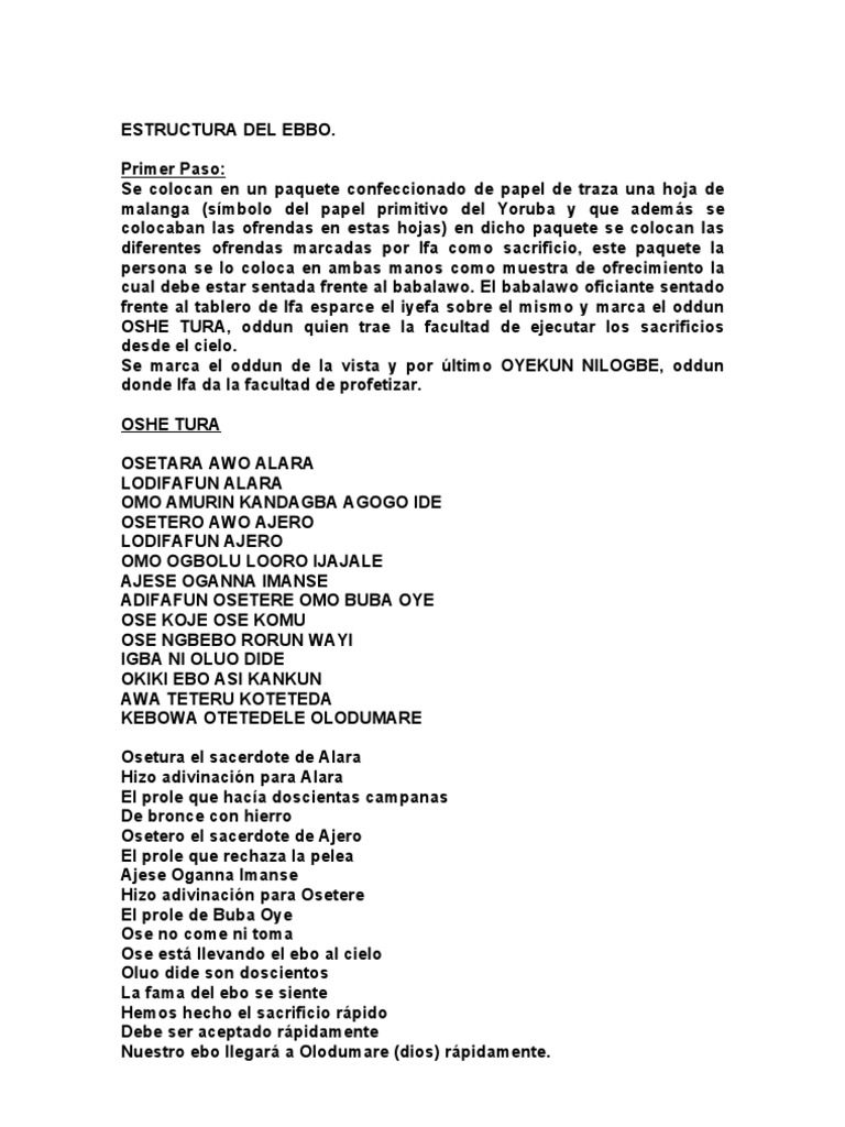 Estructura del Ebbo en Ifá | PDF | Religión étnica | Santeria