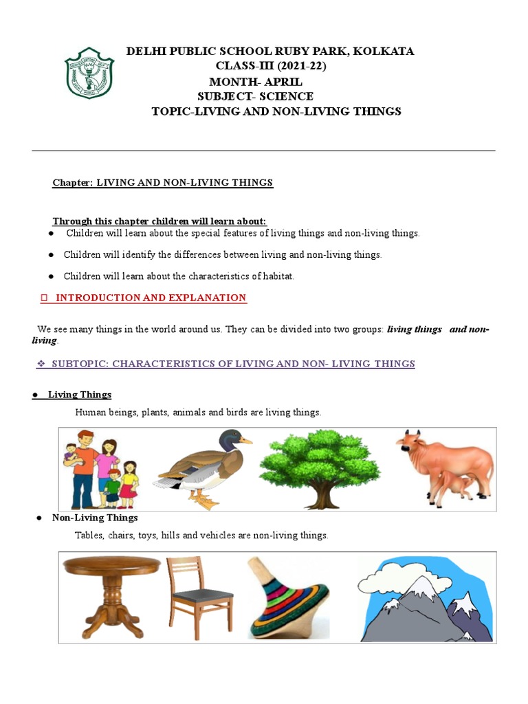 Science StudyMaterial Class-3 April 2021-22 | PDF | Life | Organisms