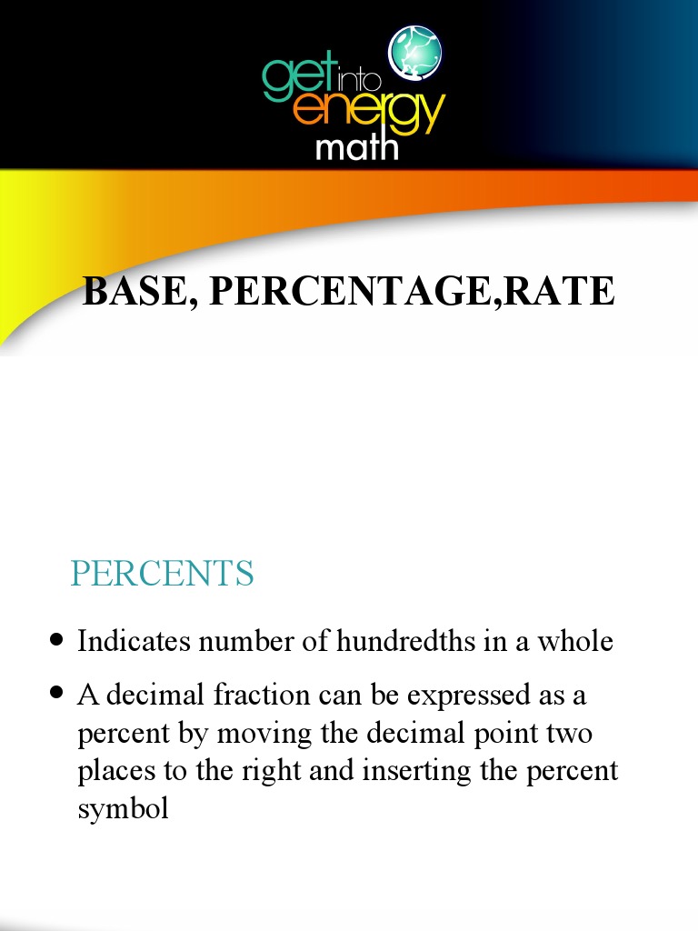 Percentage Base and Rate | PDF | Percentage | Arithmetic