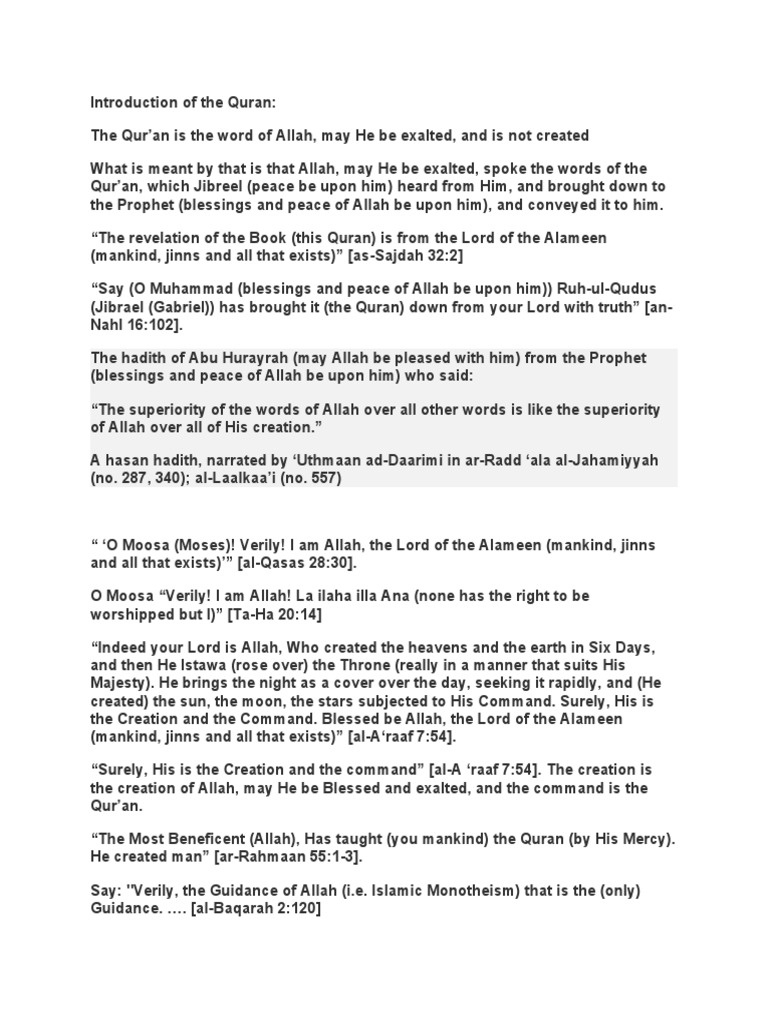 Introduction of The Quran | PDF | Quran | Islam