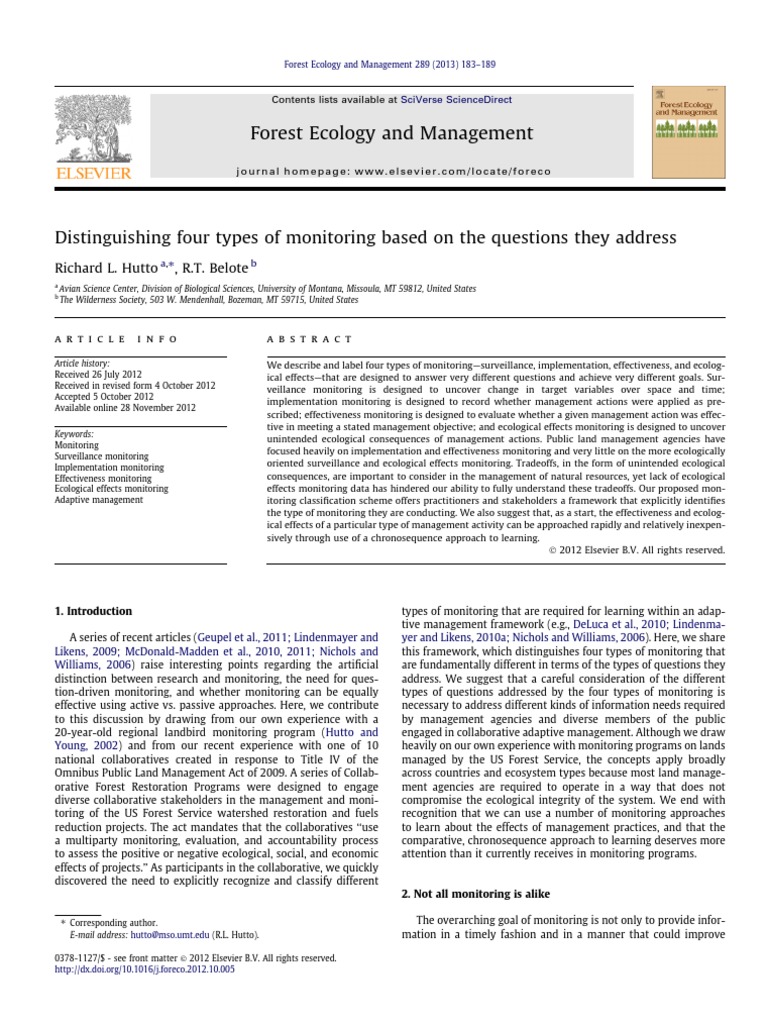 2013 Hutto Distinguishing Four Types of Monitoring Based | PDF ...