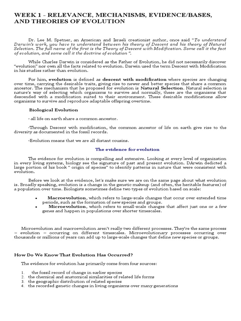 Week 1 - Relevance, Mechanisms, Evidence/Bases, and Theories of ...