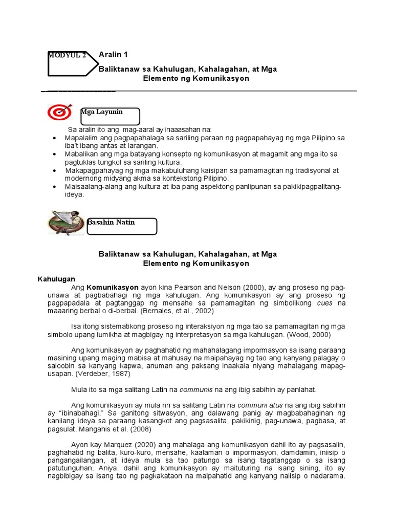 Modyul 2 Aralin 1 KonKomFil | PDF