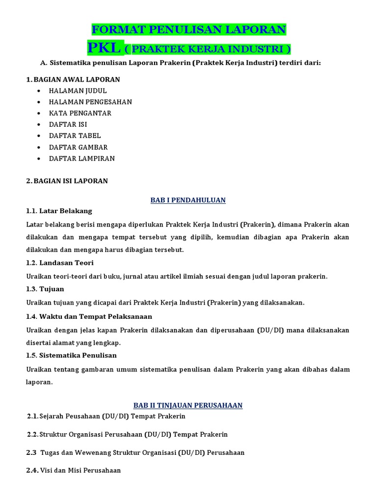 Format Laporan Prakerin | PDF