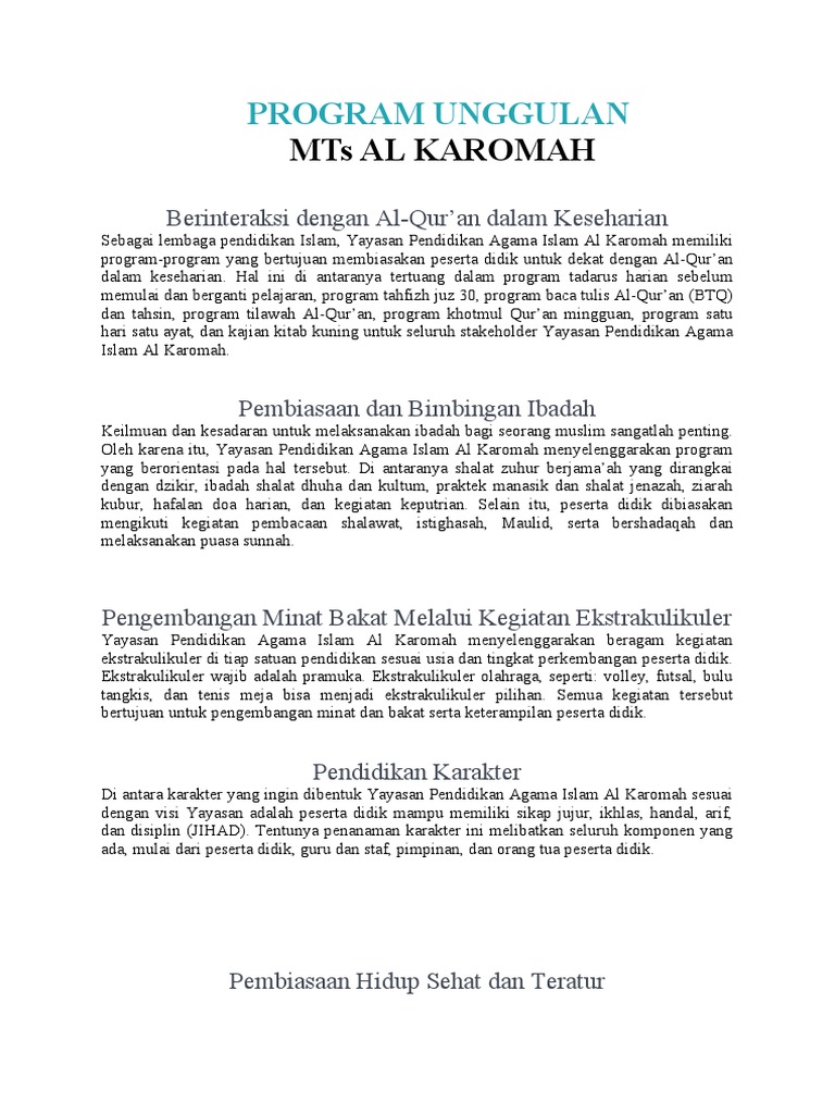 Program Unggulan | PDF | Kesehatan Holistik | Gaya Hidup