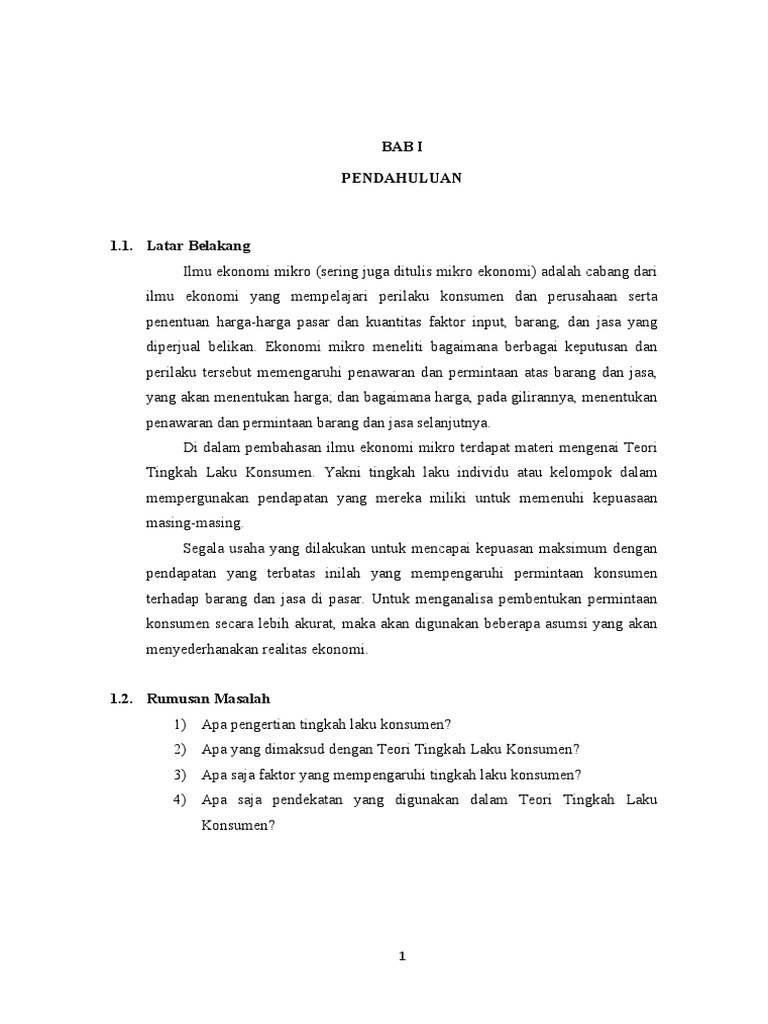 Makalah Teori Perilaku Konsumen Pendekatan Ordinal | PDF
