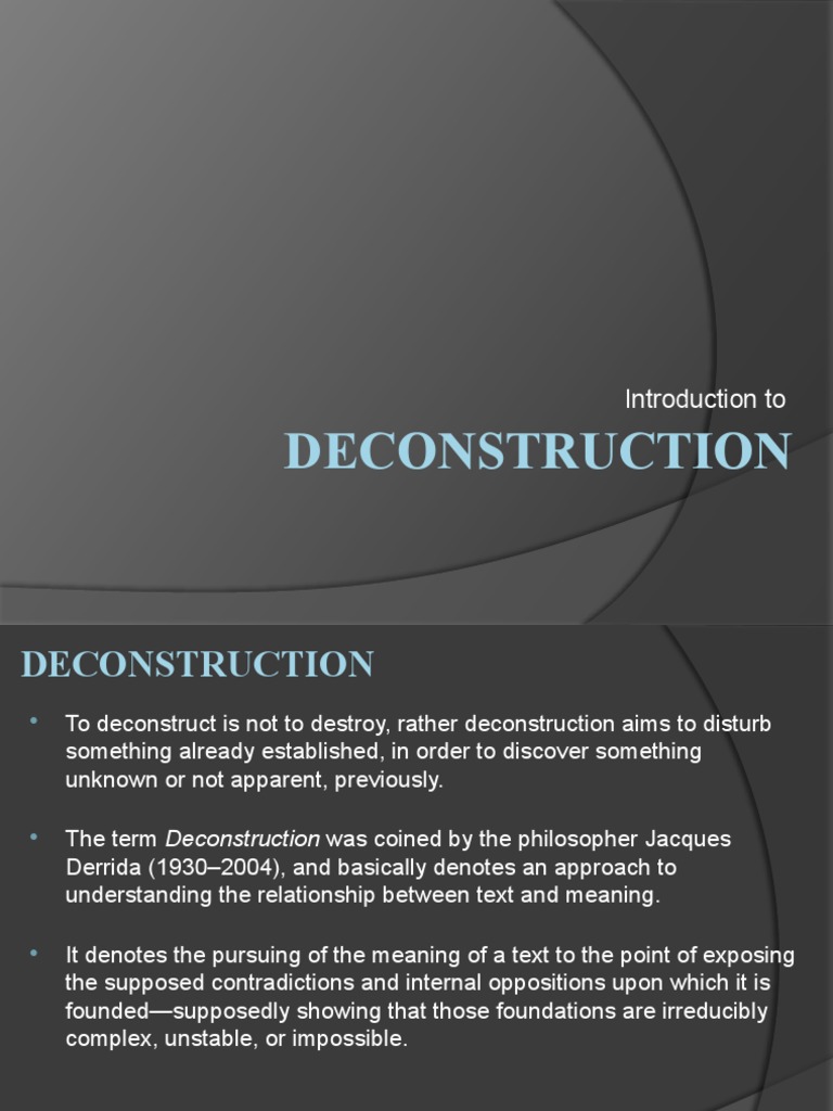 Deconstruction for Literature Students | PDF | Deconstruction | Linguistics