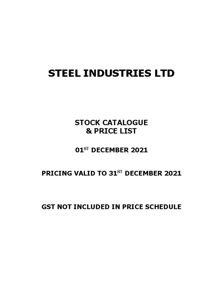 Steel Industries LTD: Stock Catalogue & Price List | PDF | Screw | Pipe ...