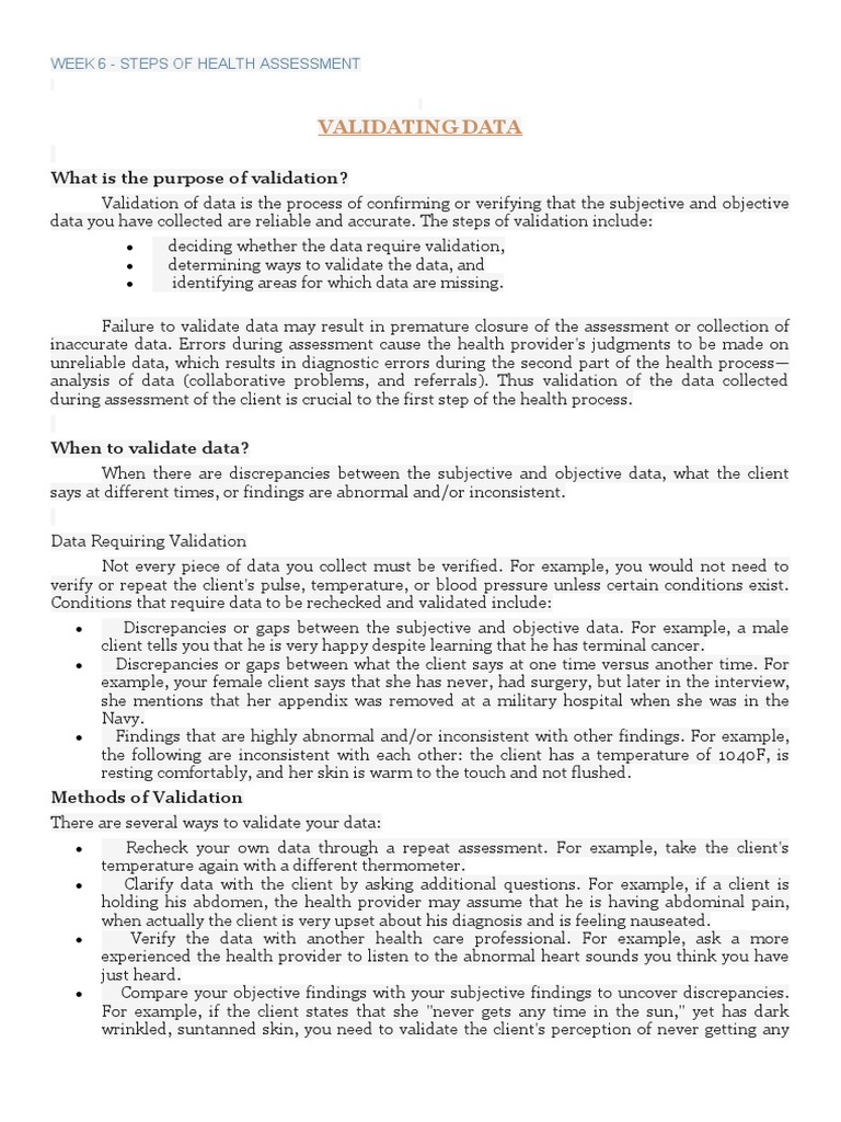 Validating Data: What Is The Purpose of Validation? | Download Free PDF ...