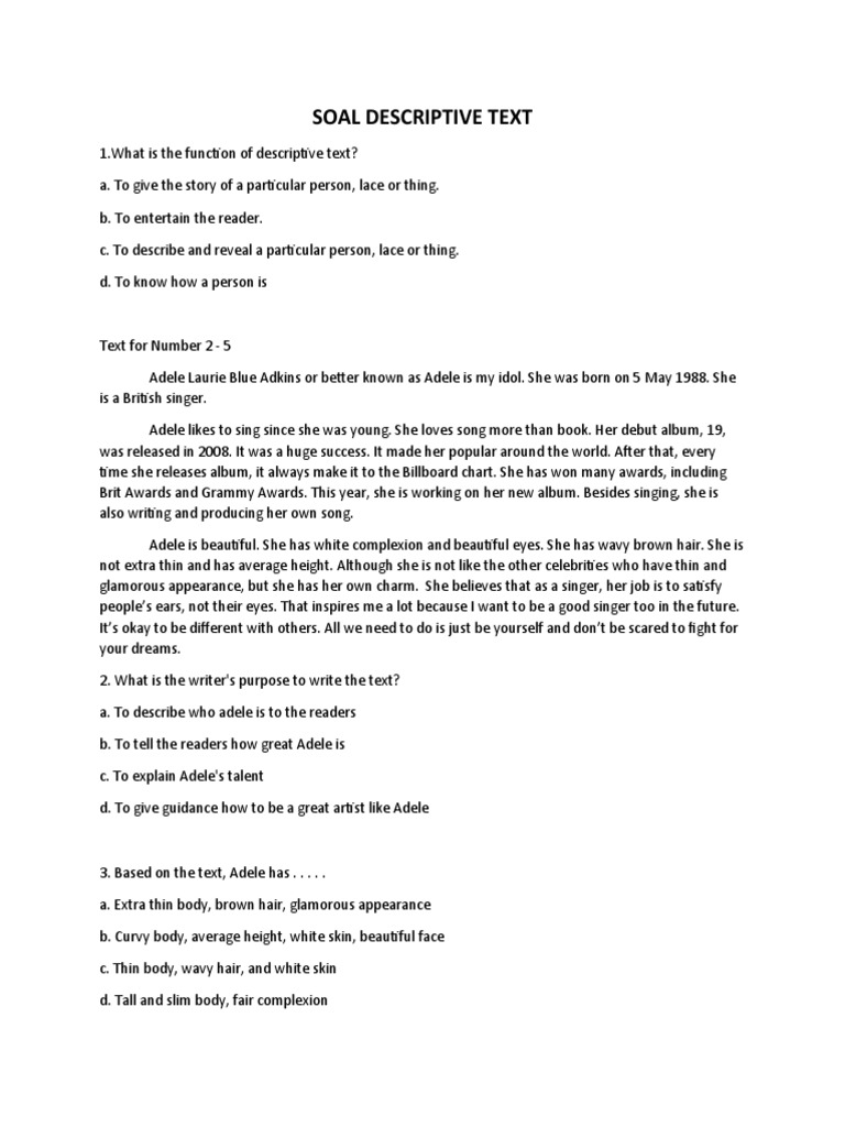 Soal Descriptive Text | PDF