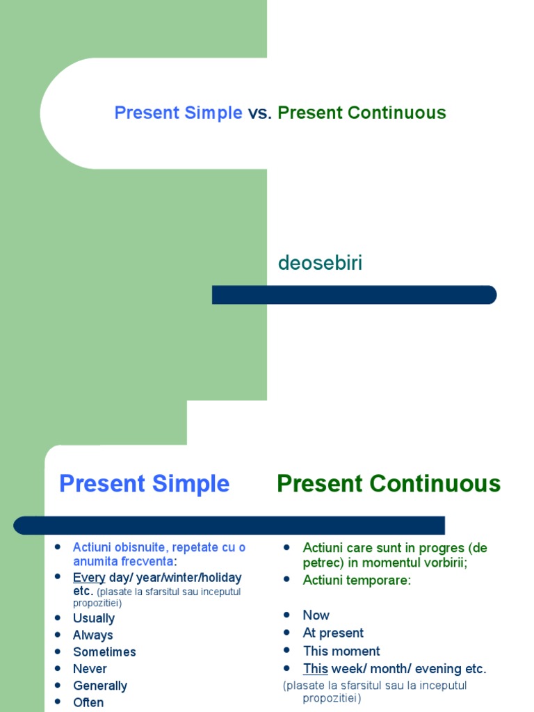 Present Simple Vs Present Continuous | PDF | Linguistic Typology | Grammar