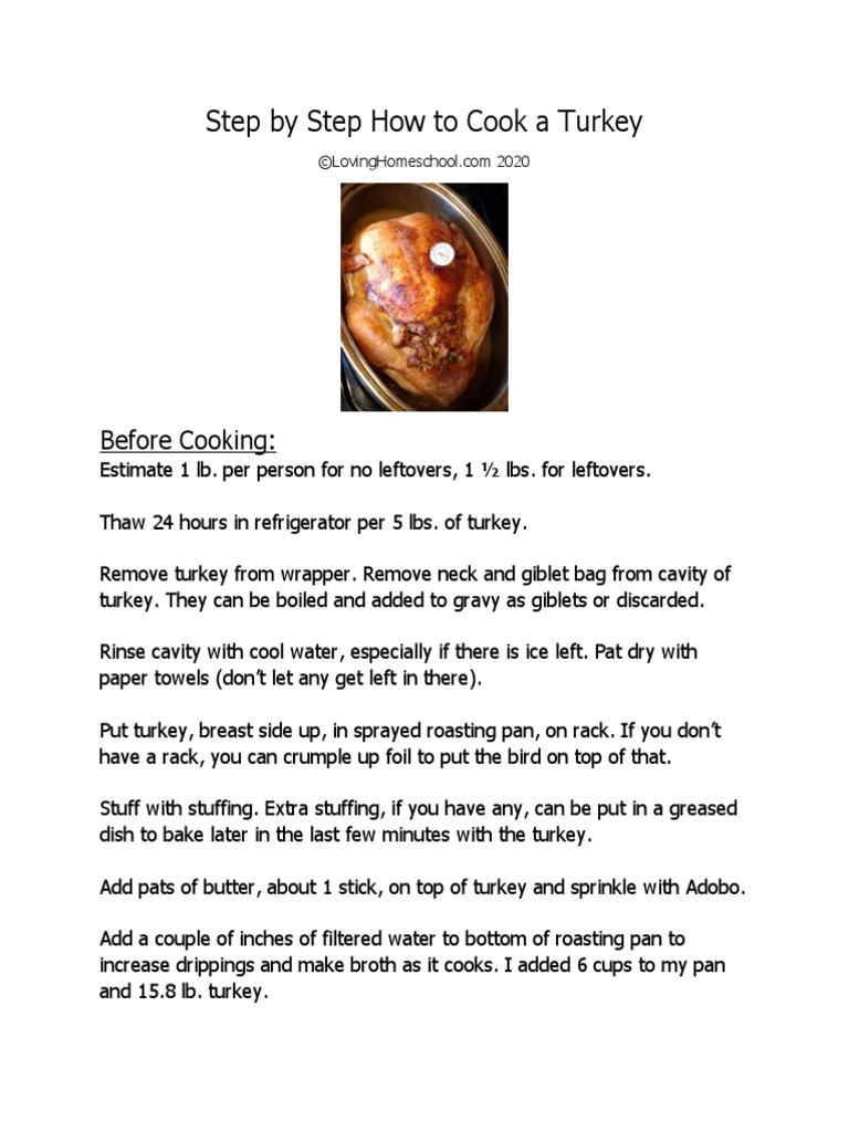 Step by Step How To Cook A Turkey: Before Cooking | PDF | Roasting ...