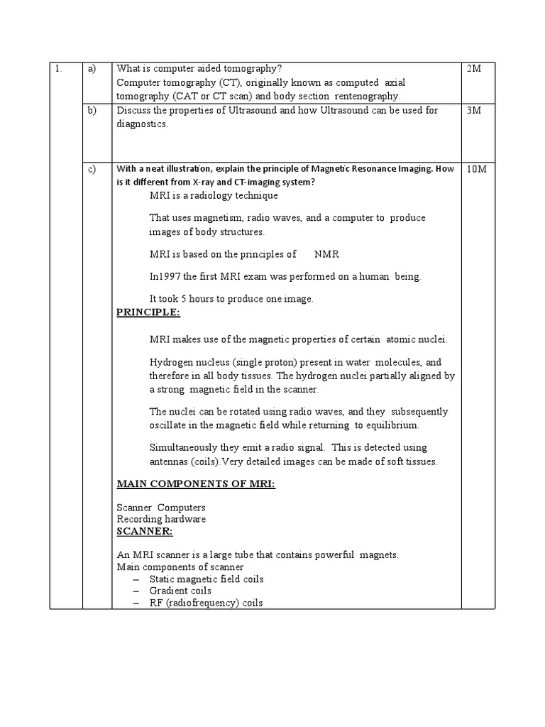 Answer Key 5 | PDF | Magnetic Resonance Imaging | Medical Imaging