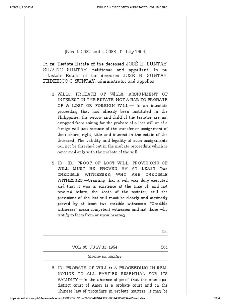 Suntay Vs Suntay | PDF | Will And Testament | Probate