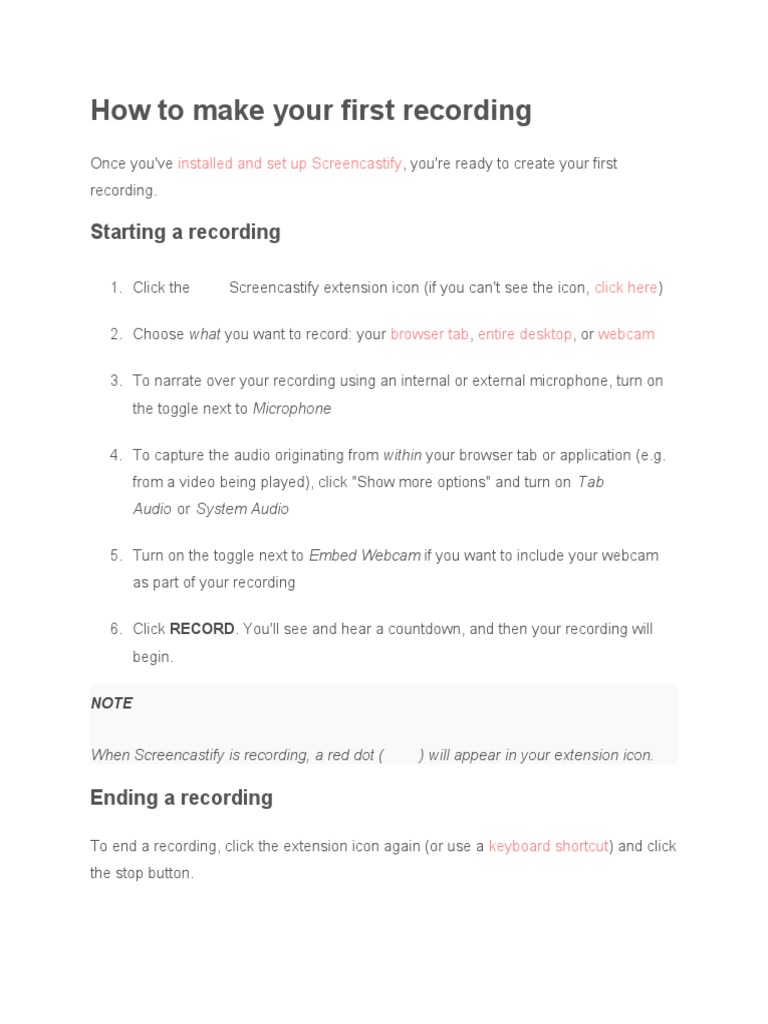 How To Make Your First Recording | PDF