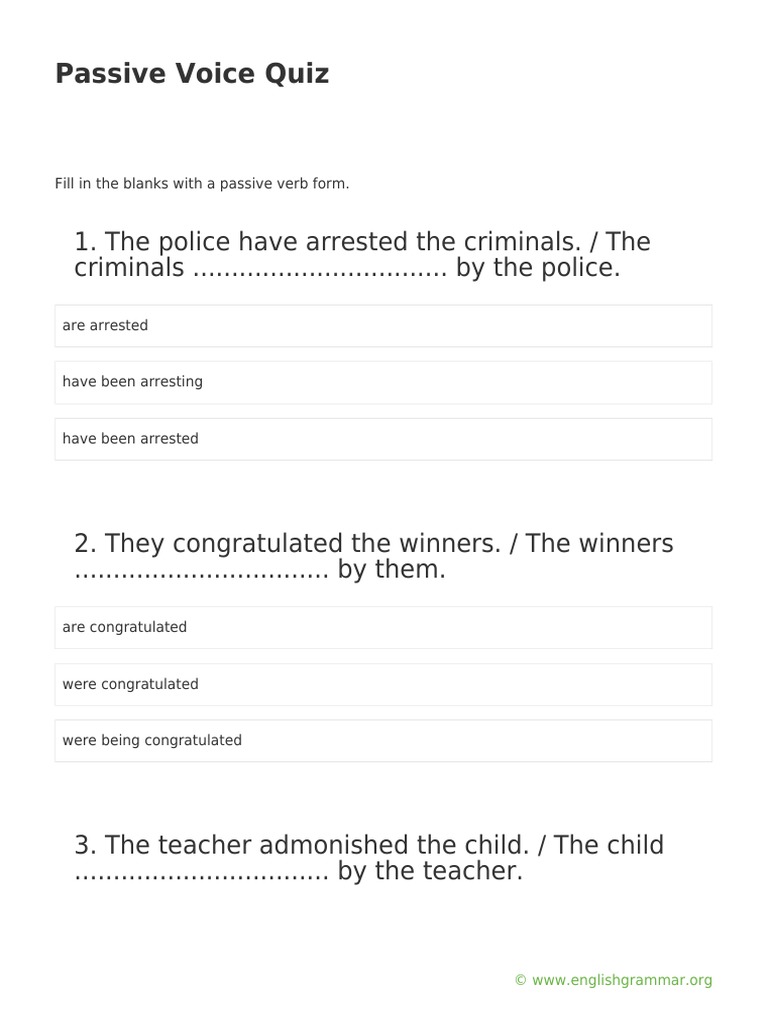 Passive Voice Quiz | PDF | Birds | Ornithology