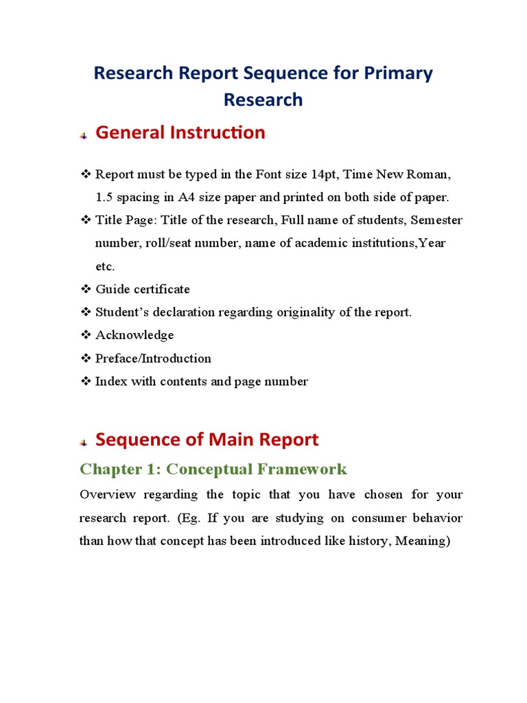 Research Report For Primary Research | PDF