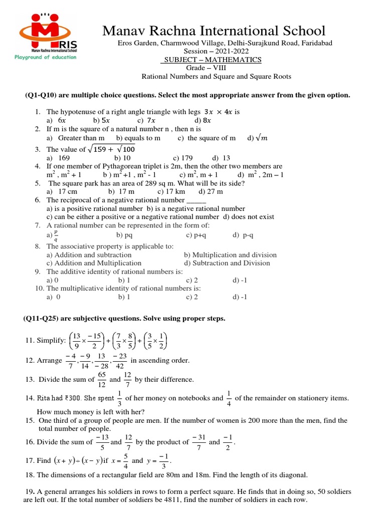 Grade 8 Holiday Homework Worksheet | PDF | Numbers | Algebra