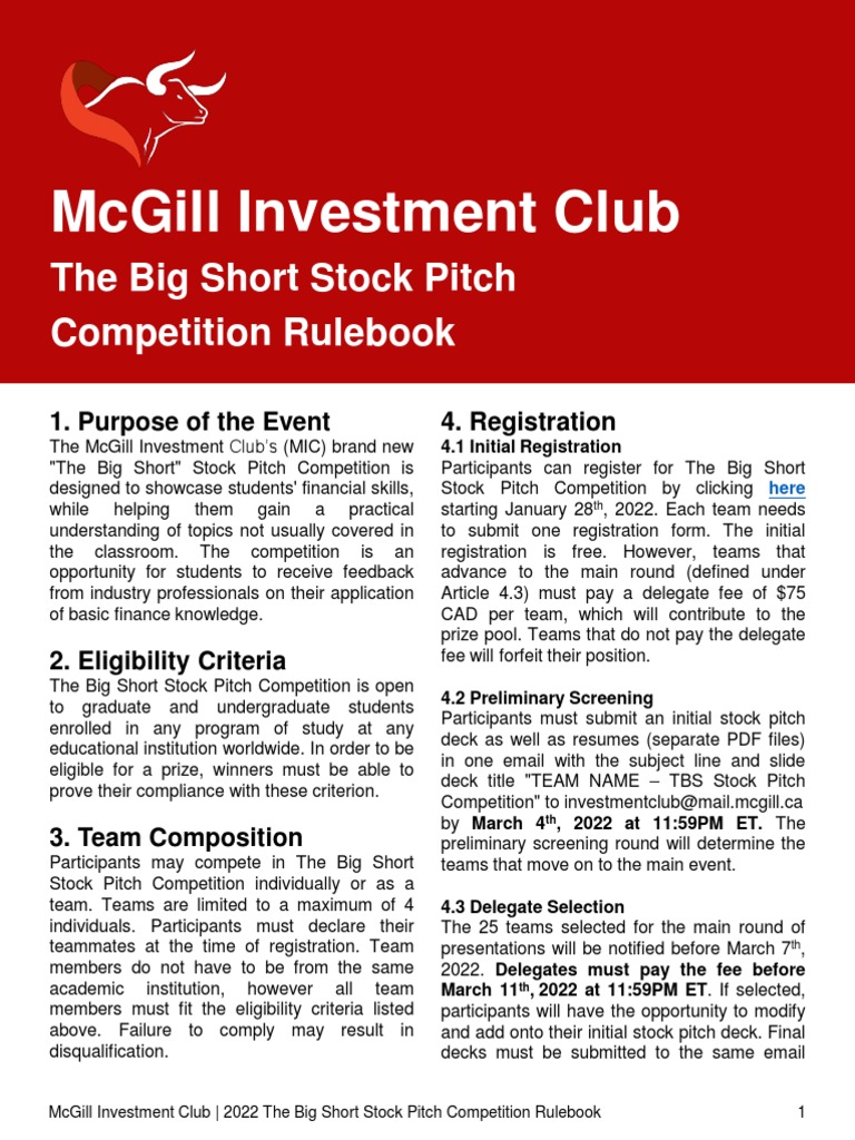 Stock Pitch Rules VF+ | PDF | Stocks | Business