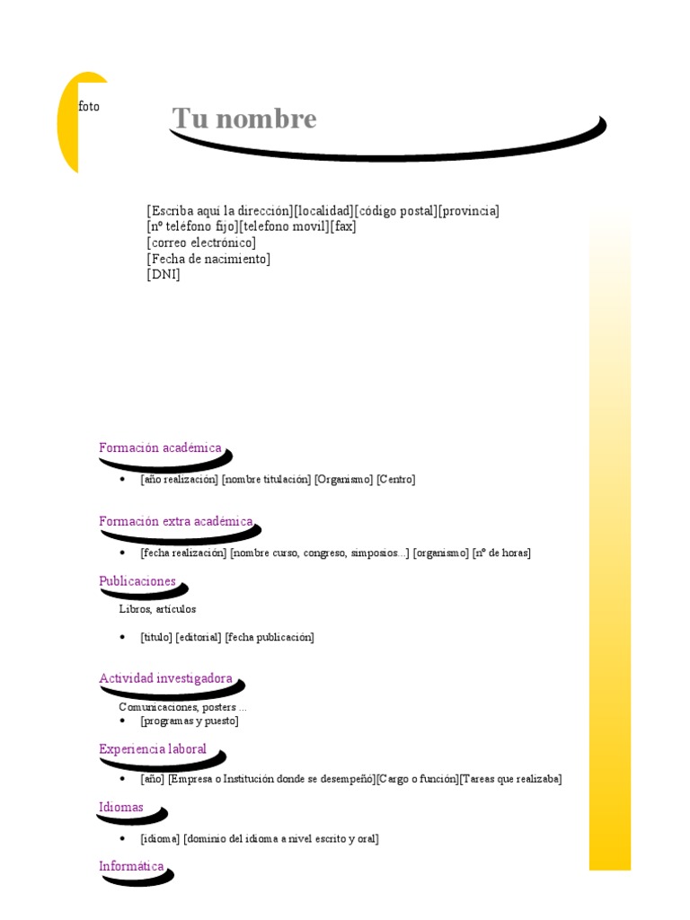 Plantilla de Currículum Vitae Creativo | PDF