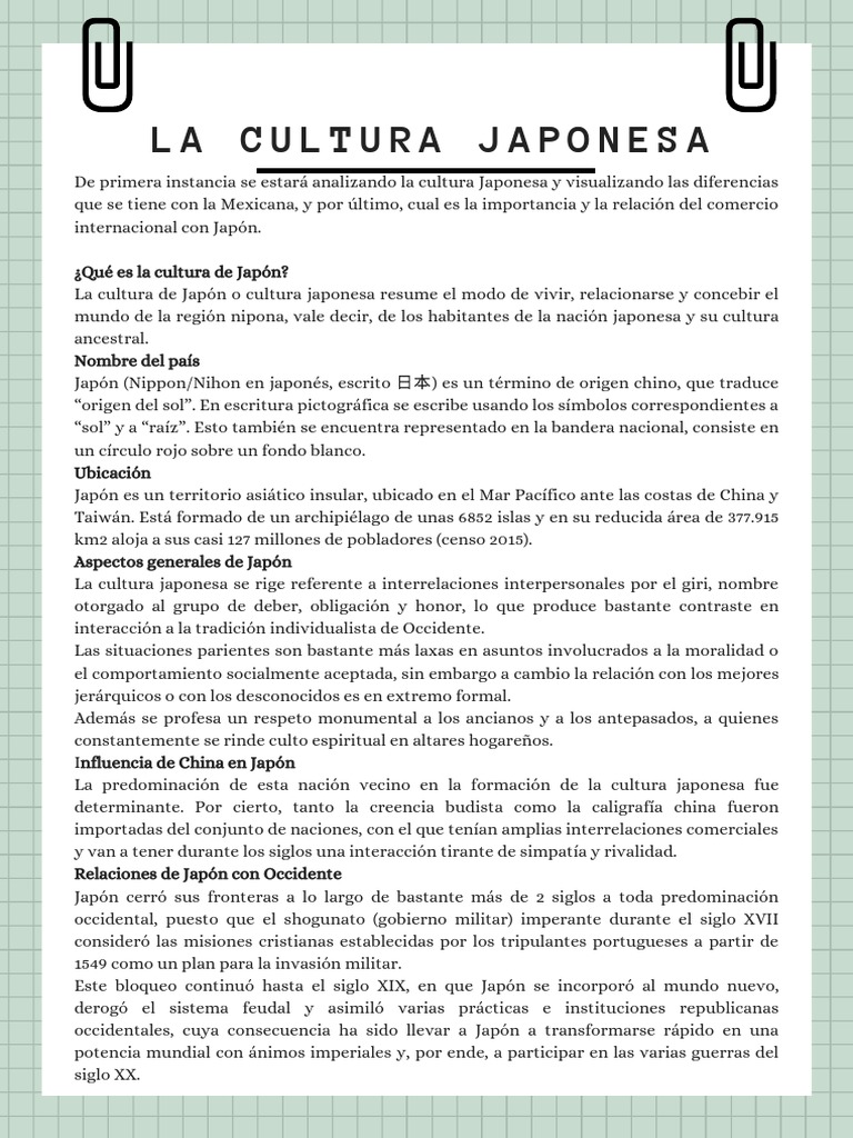 Cultura Japonesa y Comercio Internacional | PDF | Japón