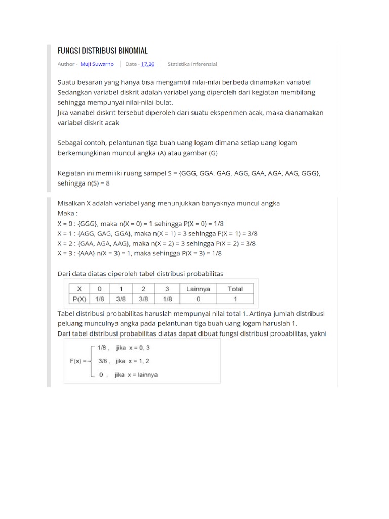 Soal Dan Pembahasan Distribusi Binomial | PDF