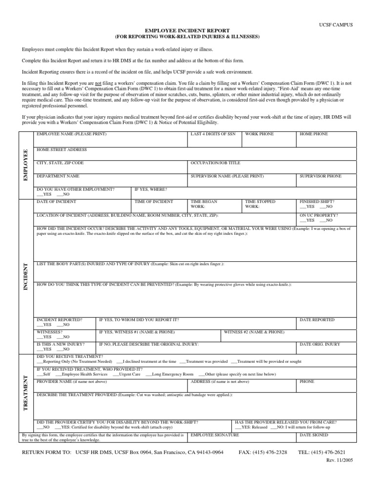 Employee Incident Report | PDF | Workers' Compensation | Employment