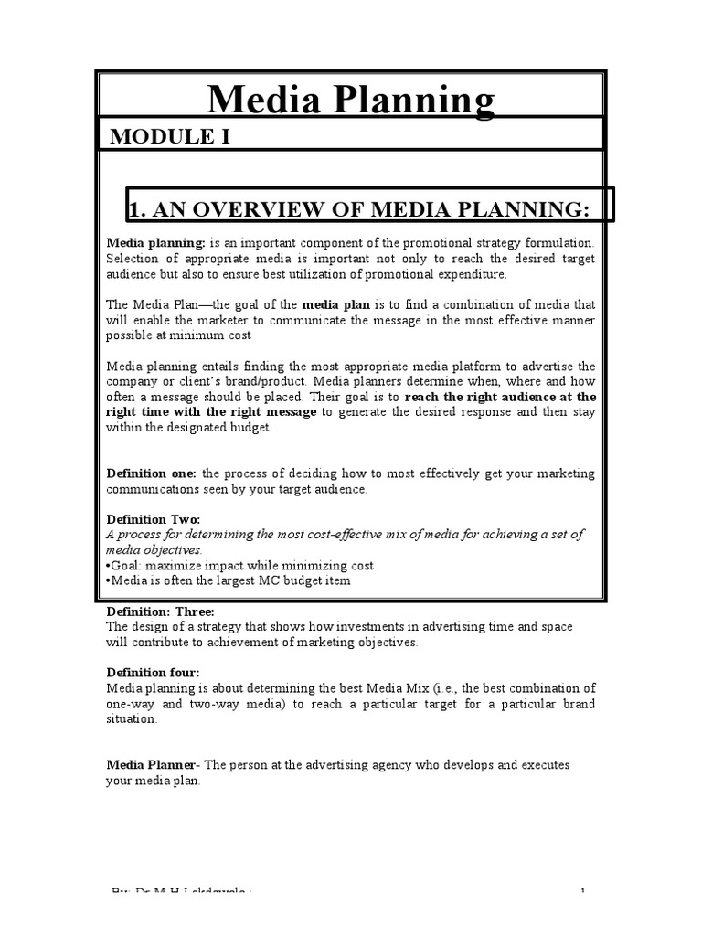 Effective Media Planning Strategies | PDF | Market Analysis | Target ...