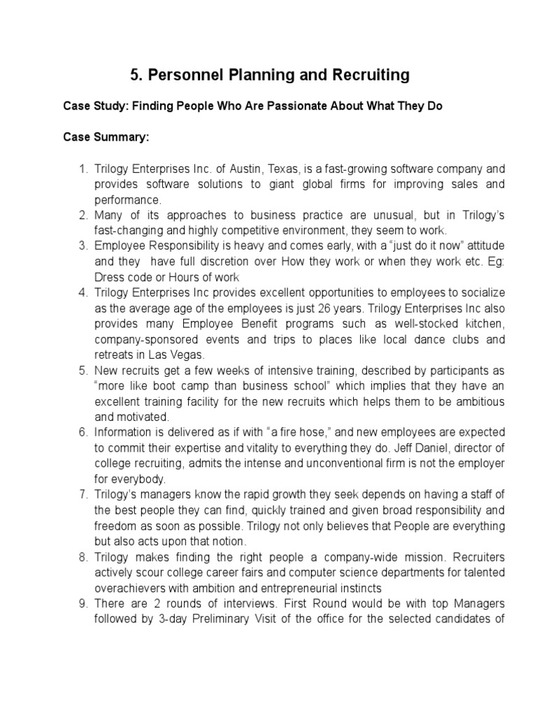 Vinay Krishna - HRM Case Study (CH 5,6 & 7) | PDF | Employment | Recruitment