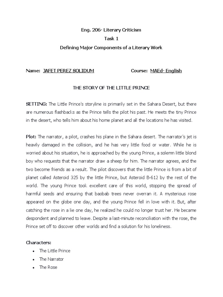 Task 1 - The Story of The Little Prince | PDF | The Little Prince ...