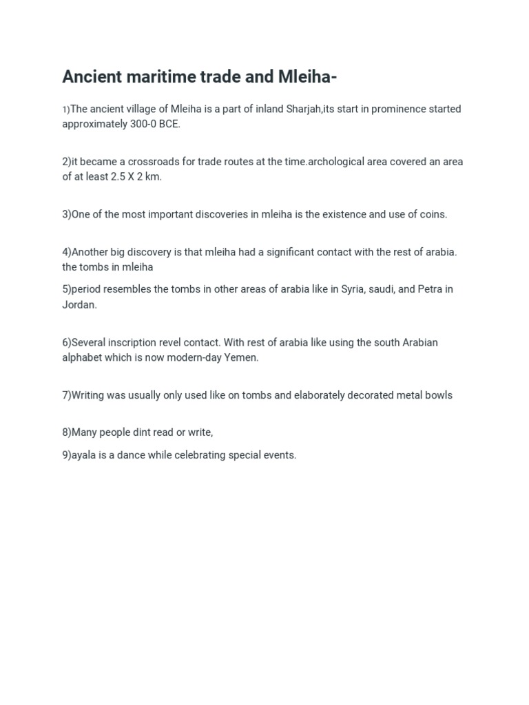 Ancient Maritime Trade and Mleiha | PDF