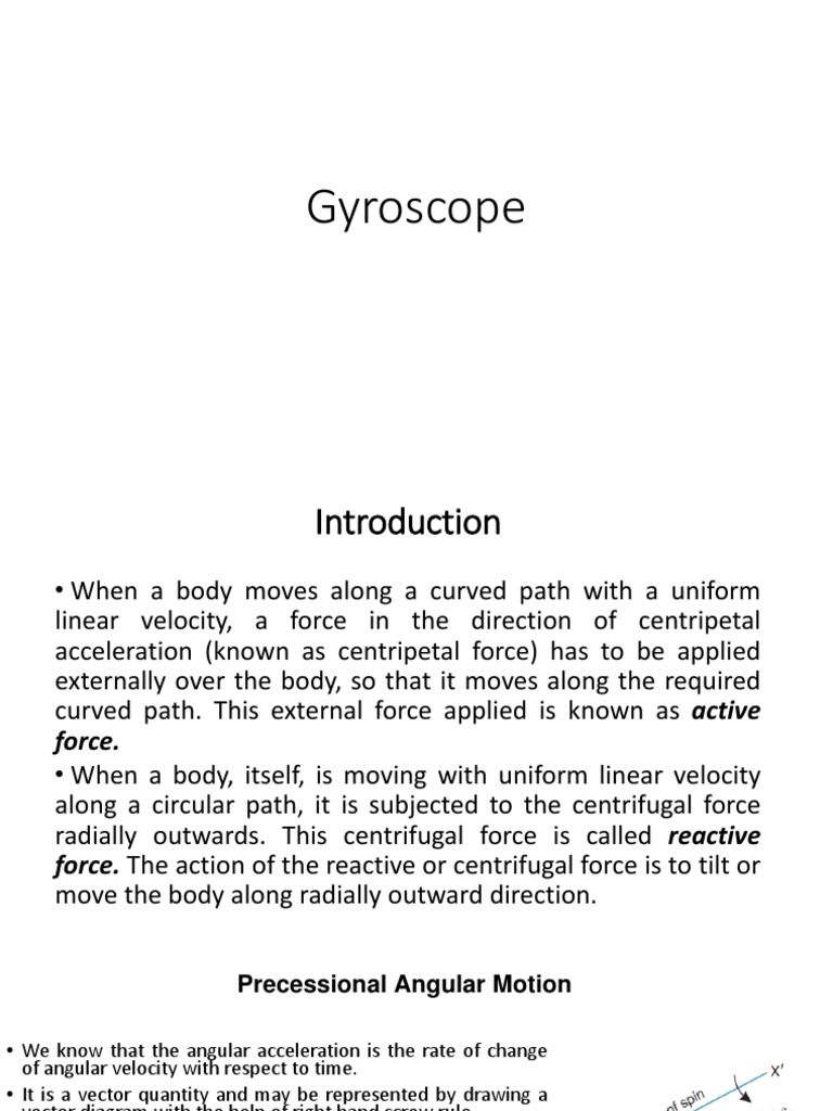 Gyroscope Notes | PDF | Rotation Around A Fixed Axis | Rotation